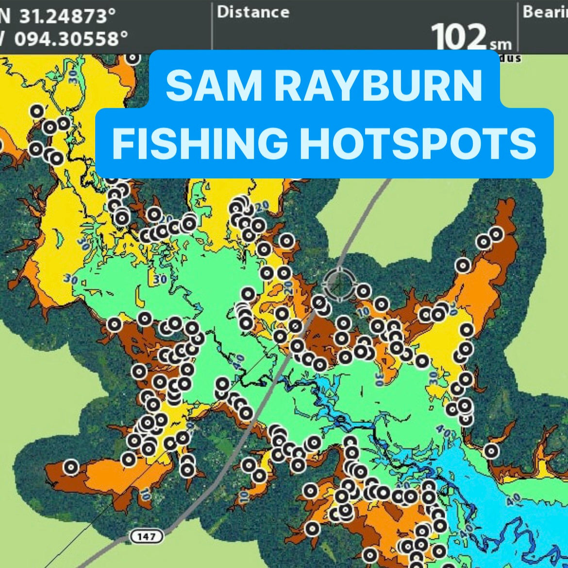 Sam Rayburn Fishing Hotspots | GPS Waypoints | Fishing Map Cards – Hugh ...
